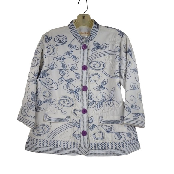 Norm Thompson | Jackets & Coats | Norm Thompson White Blue Jacket Pm ...